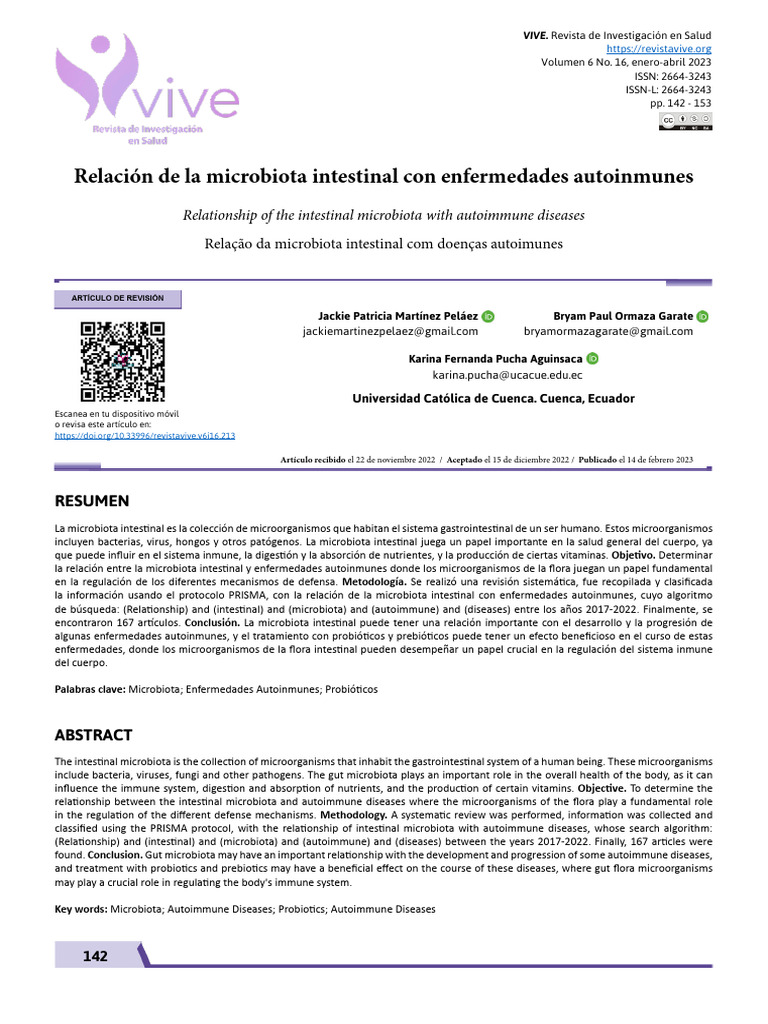 Relación de La Microbiota Intestinal Con Enfermedades Autoinmunes | PDF ...