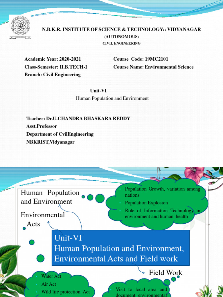 Es R 19 Unit-06 Human Population and Environmental Acts | PDF ...