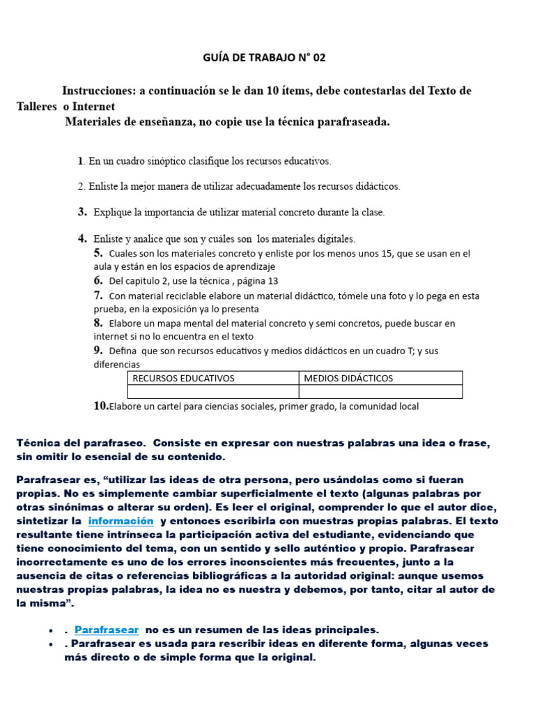 Guia Num. 2 de Taller (1) G1 | PDF | Comunicación humana | Cognición