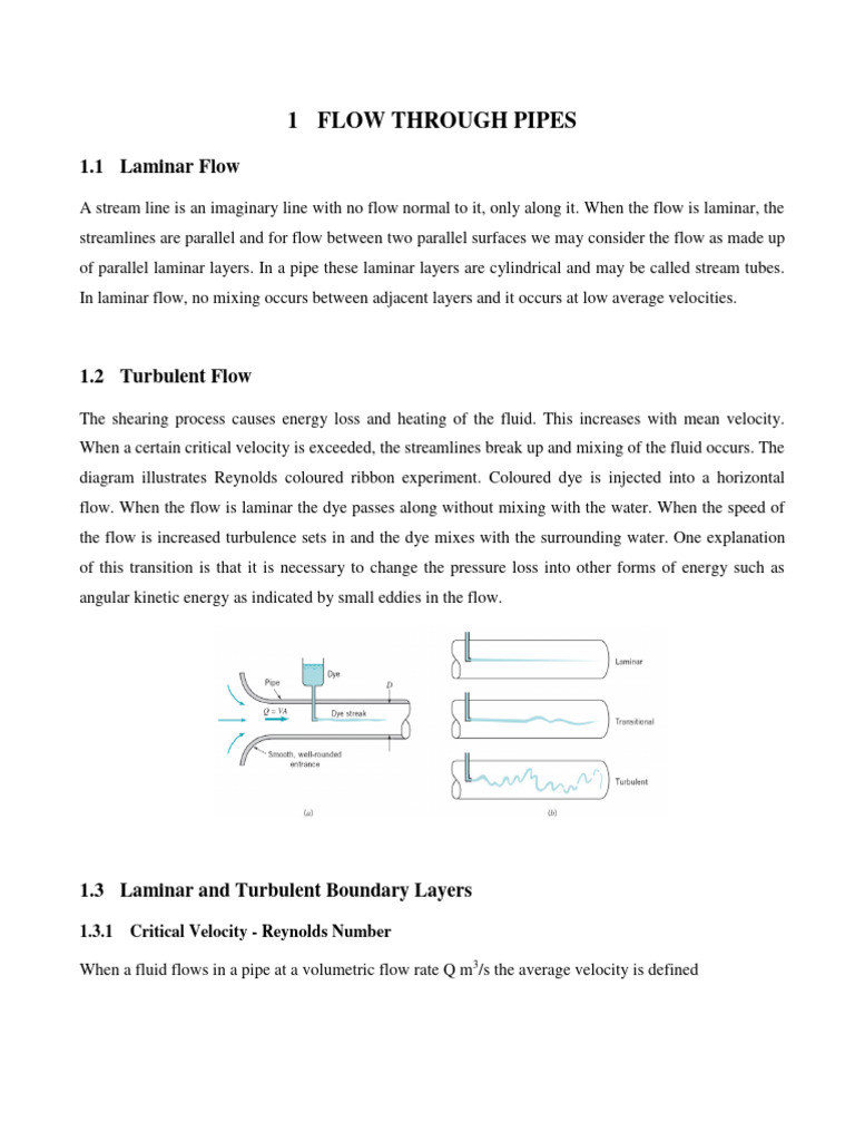 Unit I Flow Through Pipes | Download Free PDF | Reynolds Number | Laminar Flow