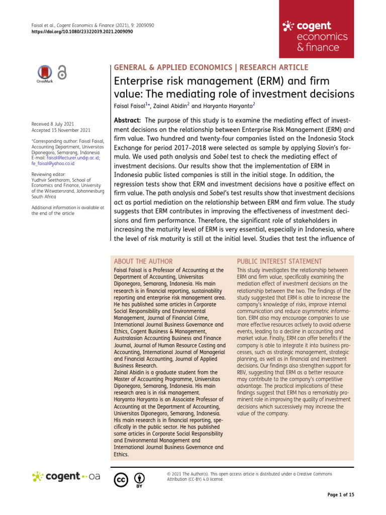 ERM's Impact on Firm Value in Indonesia | PDF | Risk | Risk Management