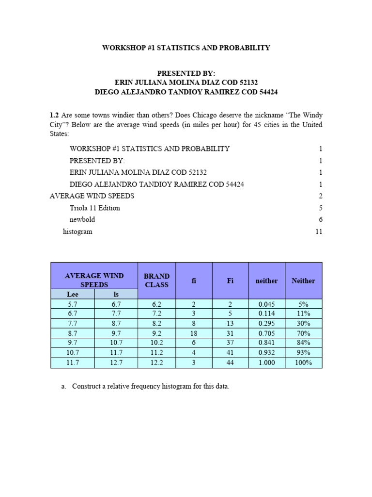 Workshop 1 Statistics and Probability | Download Free PDF | Mode (Statistics) | Skewness