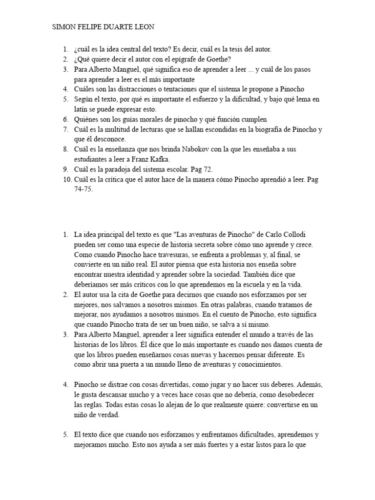 Aprender a Leer a Través de Pinocho | PDF | Filosofía | Relaciones ...