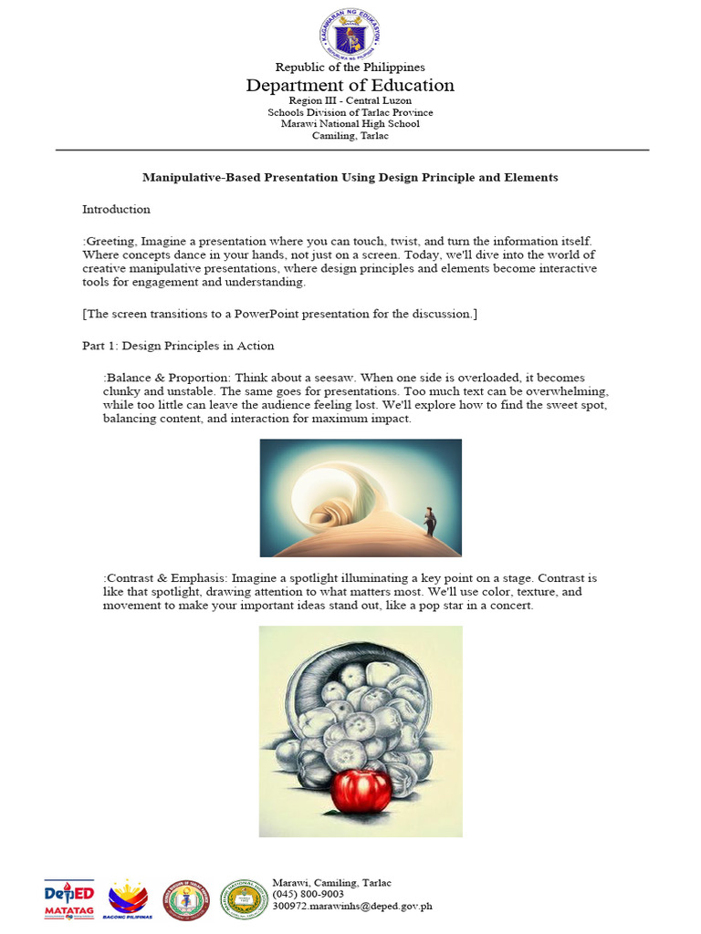 MIL Script (Manipulative-Based Presentation Using Design Principle and ...