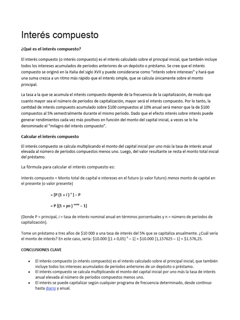 Interés Compuesto | PDF | Interés | Interés compuesto
