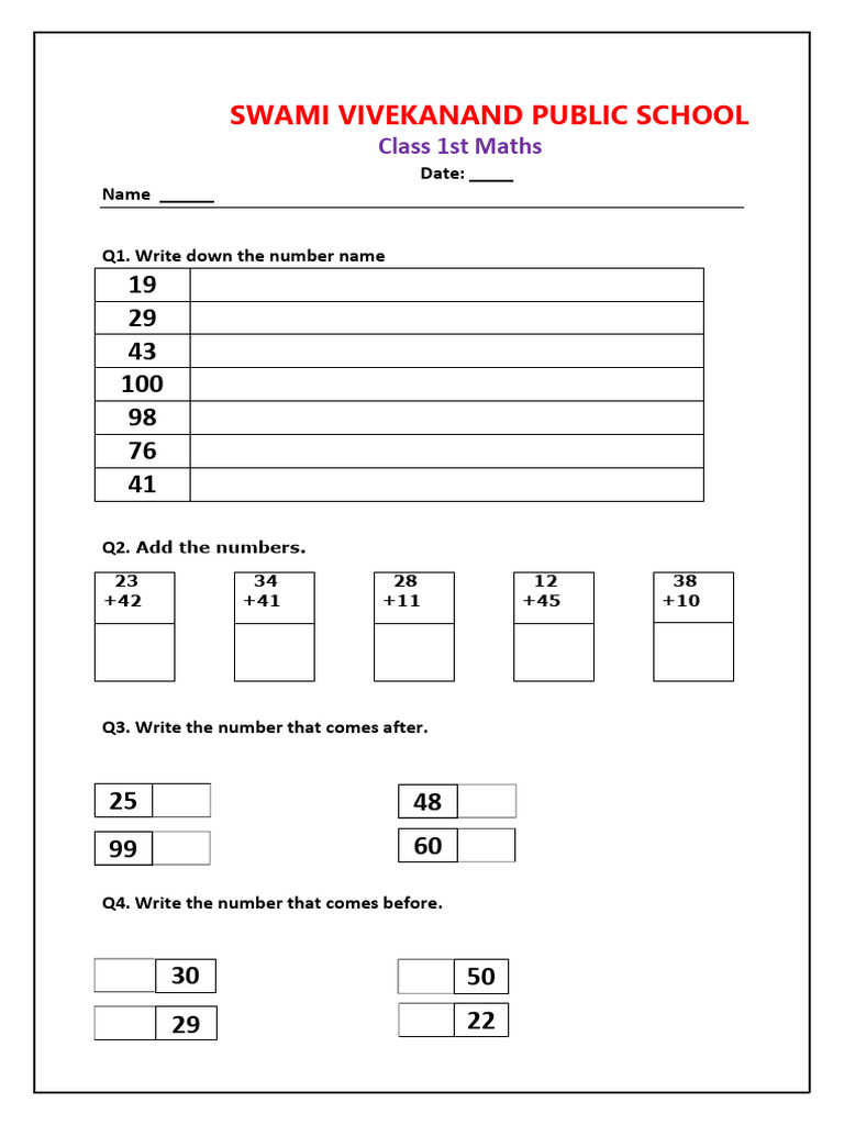 Class-1 Maths Homework | PDF | Ice Cream