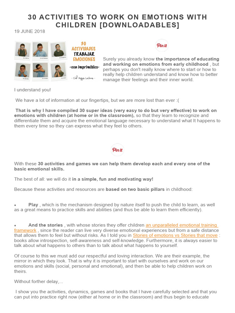 30 Activities for Children's Emotional Skills | PDF | Empathy | Emotions
