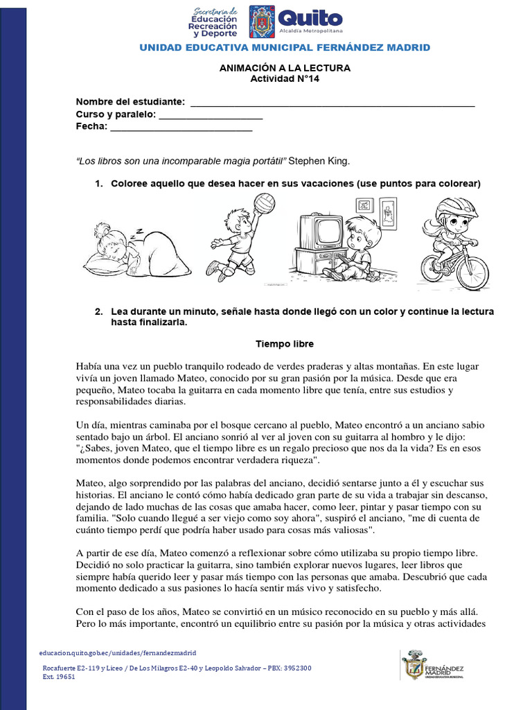 Actividad 14 Animación A La Lectura NOVENOS-signed | PDF