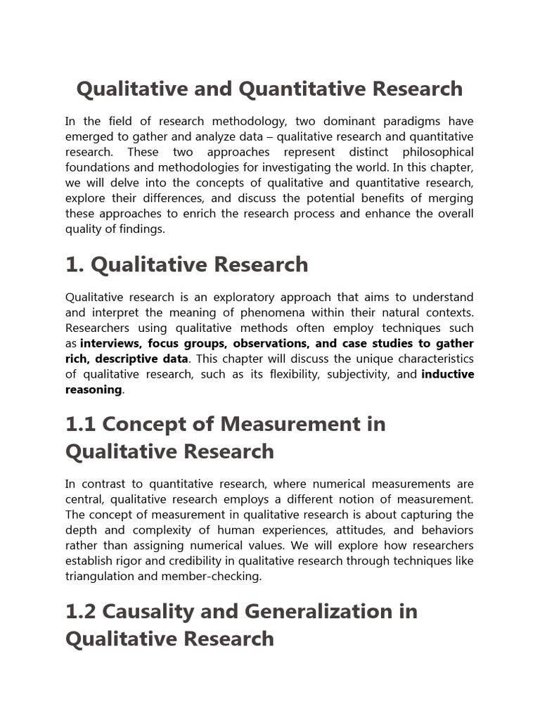 Qualitative and Quantitative Research | PDF | Quantitative Research ...