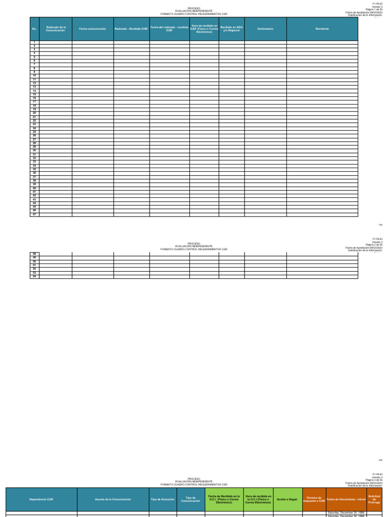 F1.p6.ei Formato Cuadro de Control Requerimientos CGR v3 | PDF