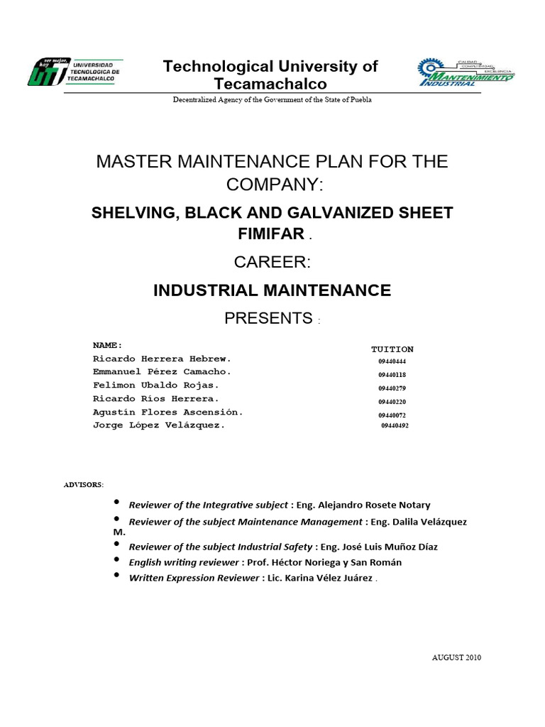 Example of Master Maintenance Plan | Download Free PDF | Reliability Engineering | Systems ...