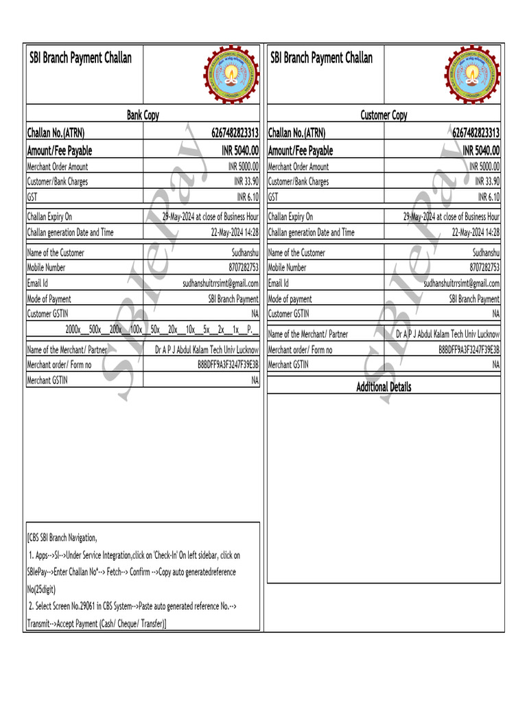 Sbiepay Sbiepay: Sbi Branch Payment Challan Sbi Branch Payment Challan | PDF | Payments ...