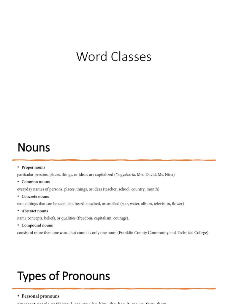 Understanding Word Classes in English | PDF