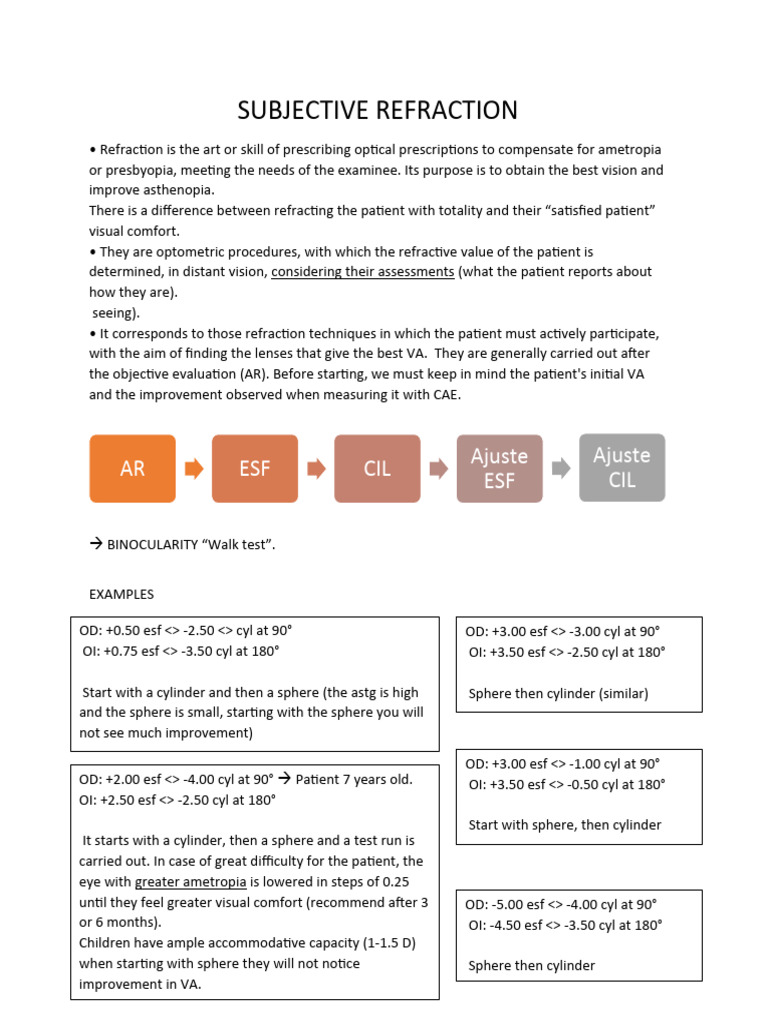 Subjective Refraction Techniques Guide | PDF | Vision | Optics