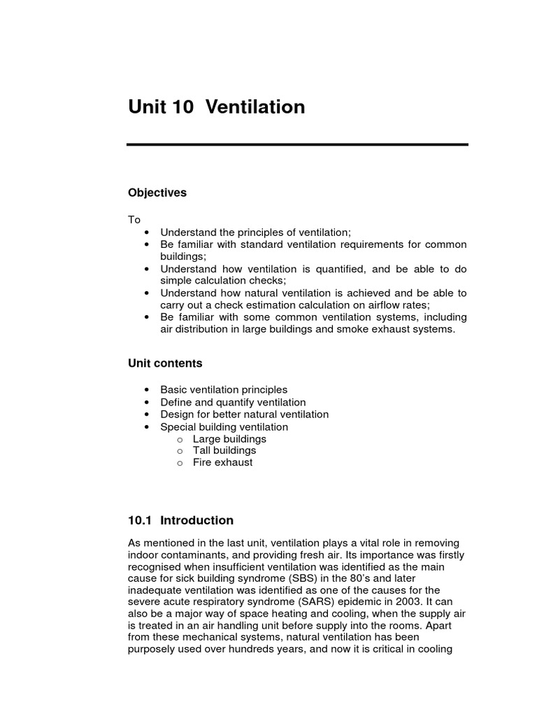 U10 Ventilation | PDF | Ventilation (Architecture) | Duct (Flow)