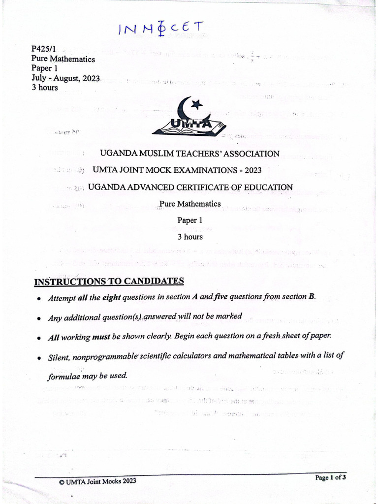 Umta MTC p1@2023 | PDF