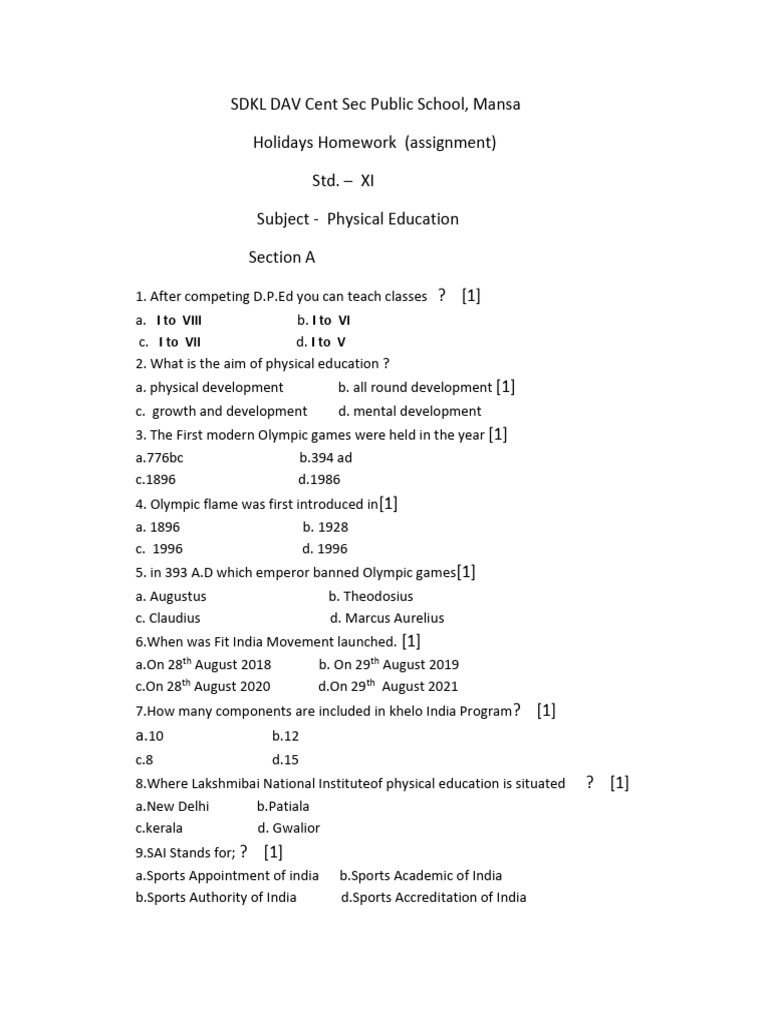 XI Phy. Edu. | PDF | Sports | Multi Sport Events
