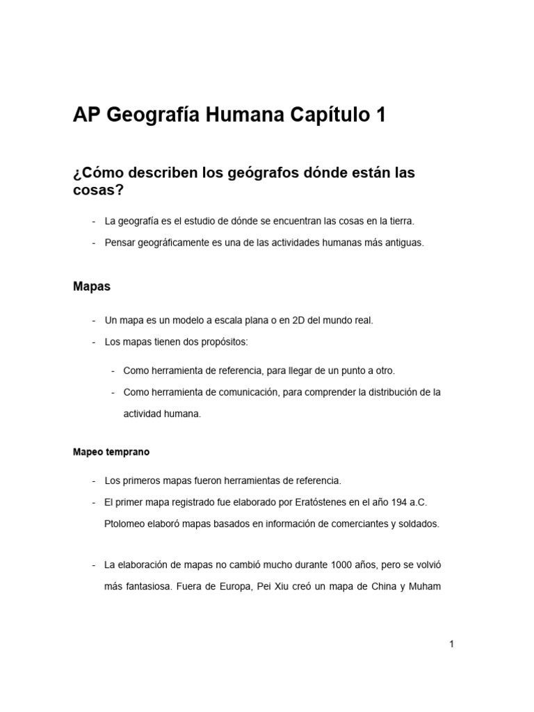 AP Geografía Humana Capítulo 1 Notas | PDF | Longitud | Entorno natural