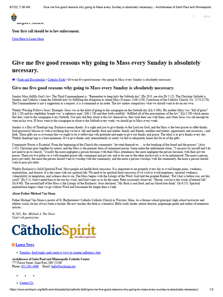 5 Good Reasons Why Going To Mass Every Sunday Is Absolutely Necessary ...
