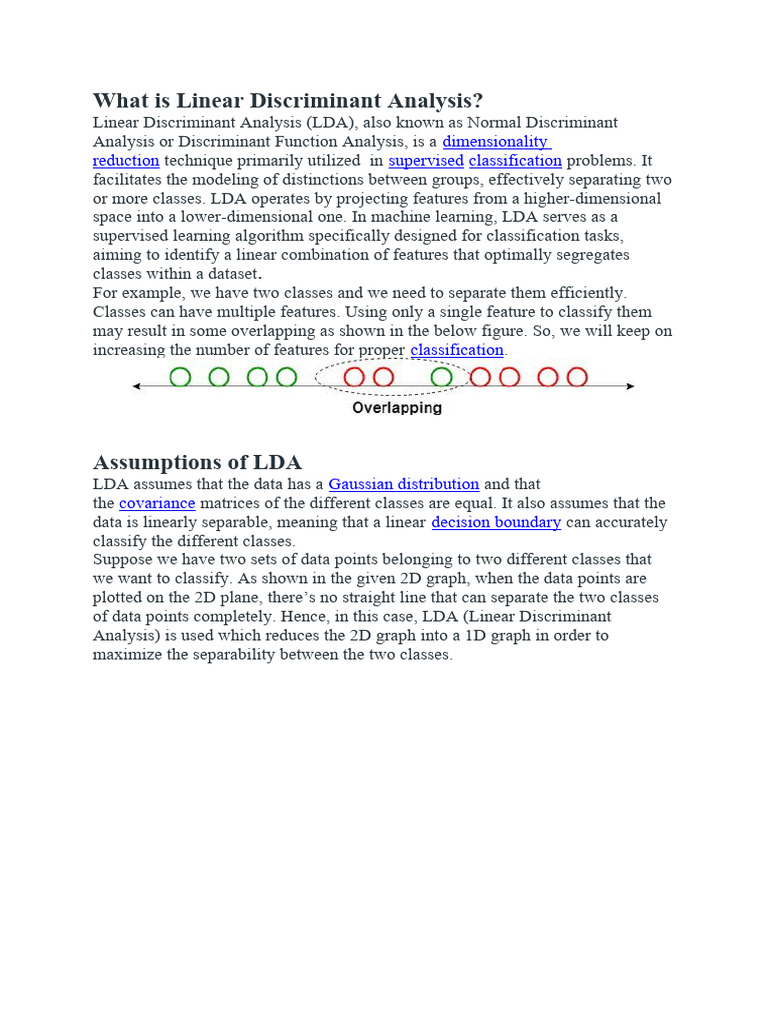 What Is Linear Discriminant Analysis | PDF | Applied Mathematics ...