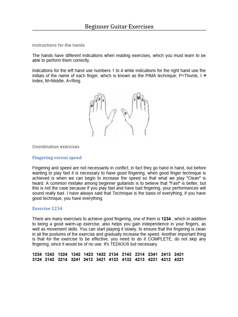 Beginner Guitar Exercises | Download Free PDF | Guitars | Music Technology