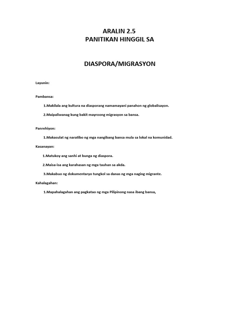 Aralin 2.5migrasyon Panitikan | PDF