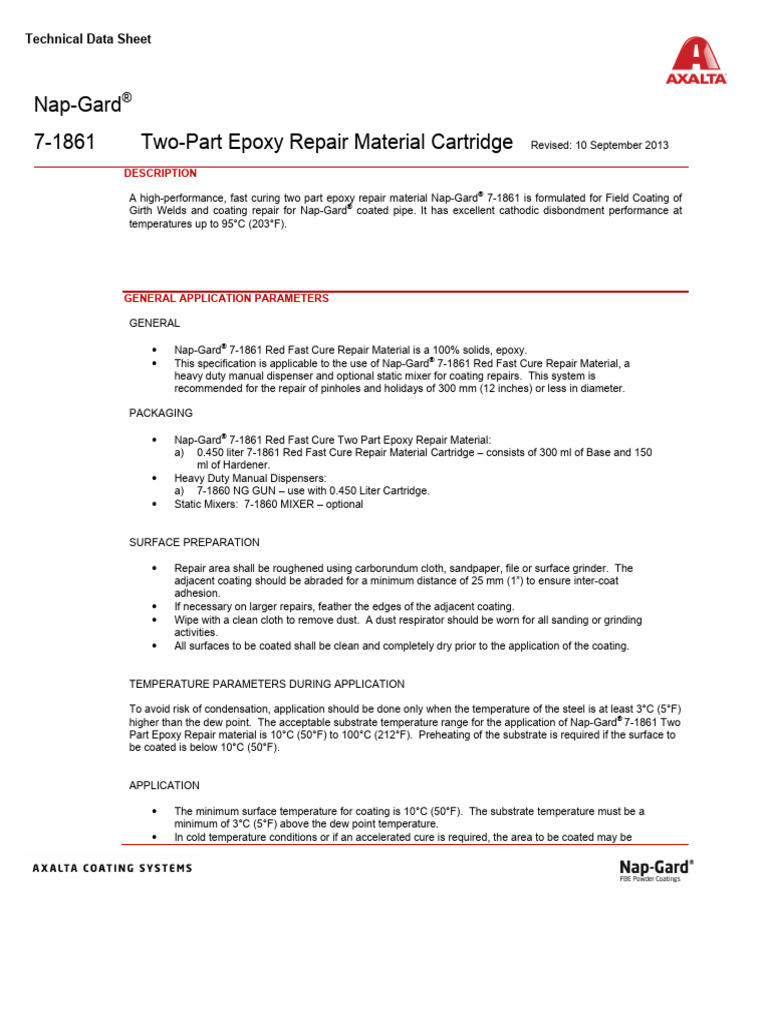 Nap-Gard 7-1861 Two-Part Epoxy Repair Material Cartridge | PDF | Epoxy ...
