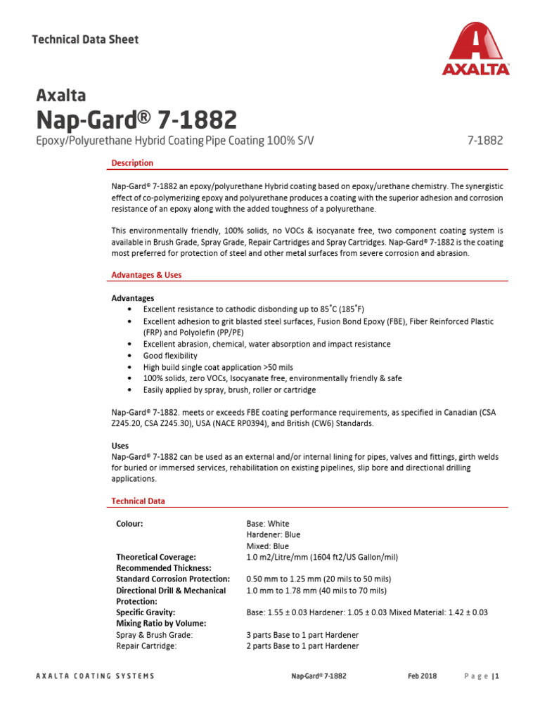 Nap-Gard® 7-1882 Pipe Coating Overview | PDF | Polyurethane | Epoxy