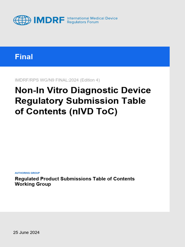 IMDRF N9 (nIVD ToC) RPS WG Ed 4 Final v4 | PDF | Medical Device | Food ...