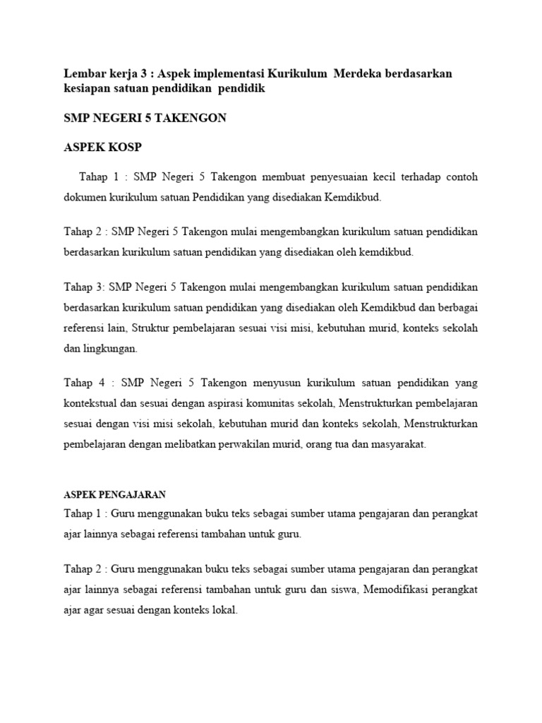 Lembar Kerja 3 Refleksi Ahir Tahun SMP 5 TKN | PDF