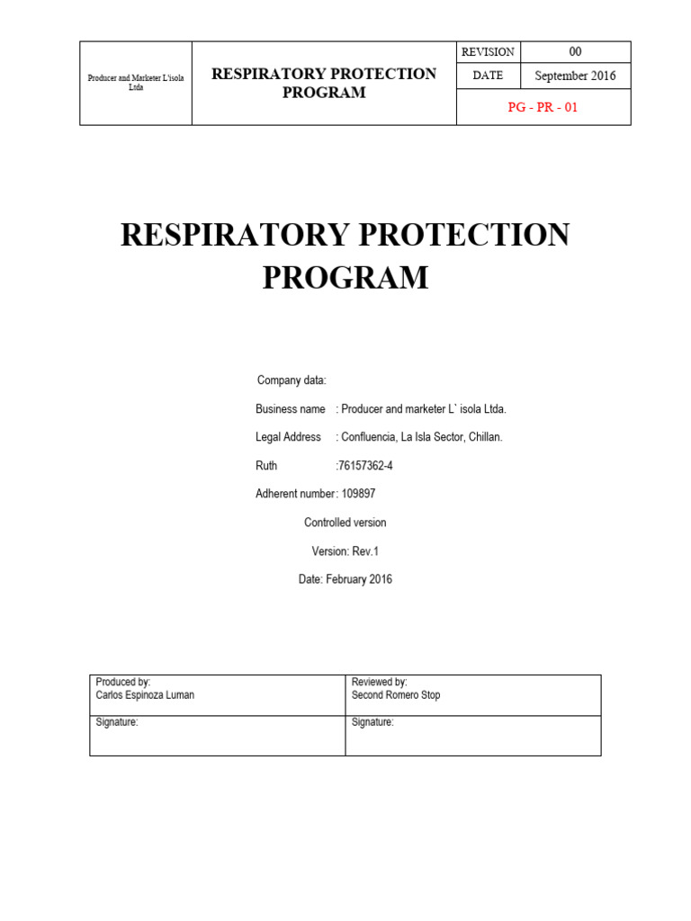 Respiratory Protection Program | PDF | Personal Protective Equipment