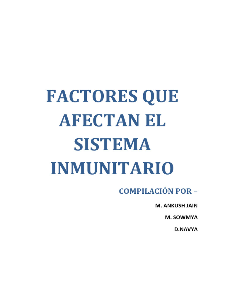 Factores Que Afectan El Sistema Inmunológico | Descargar gratis PDF | Sistema inmune | VIH