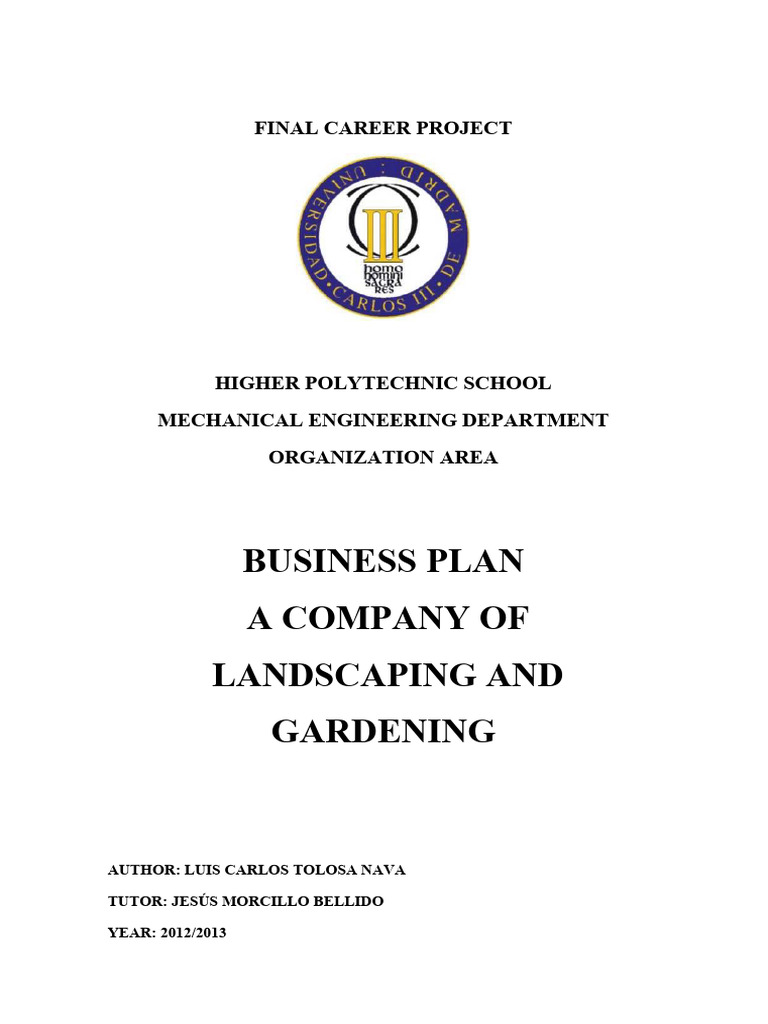 Business Plan For A Landscaping and Gardening Company | PDF | Expense ...