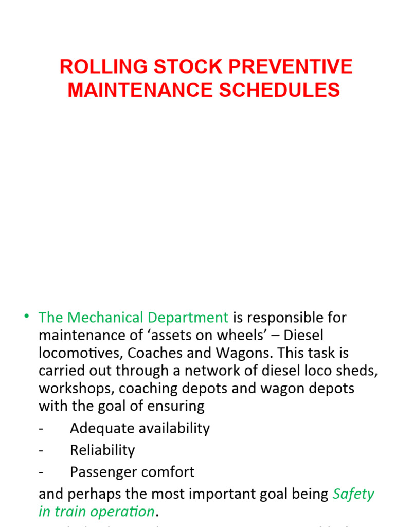 Coach Maintenance Schedules, Freight JPO 7-2014 | PDF | Rolling Stock ...