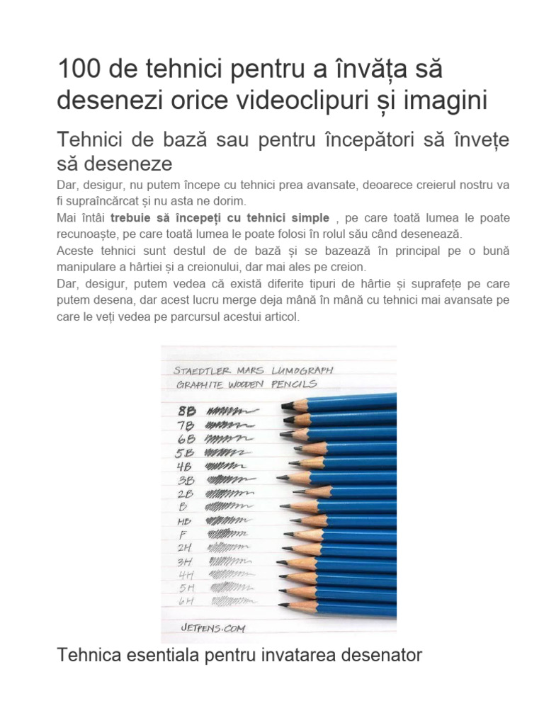 100 de Tehnici Pentru A Învăța Să Desenezi Orice Videoclipuri Și Imagini | PDF