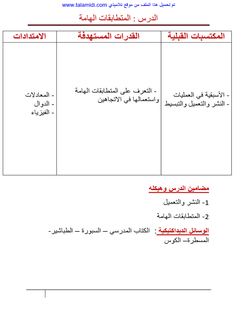 - Jodada - 3AC - math النشر والتعميل والمتطابقات الهامة | PDF
