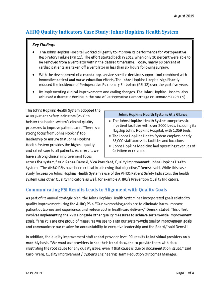 Johns Hopkins Health System Quality Improvements | PDF | Coronary ...