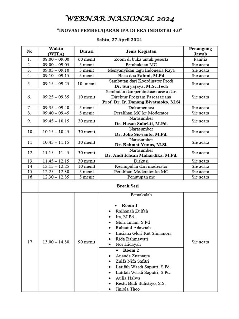 Rundown WEBNAR NASIONAL 2024 | PDF