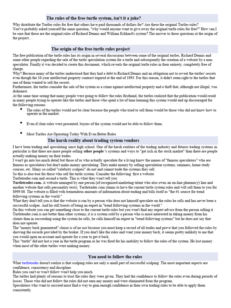 Turtles Strategy | PDF | Order (Exchange) | Financial Risk