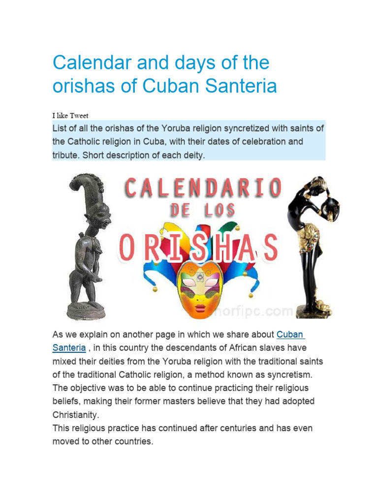 Orishas Calendar in Cuban Santeria | PDF | Santería | Cubans