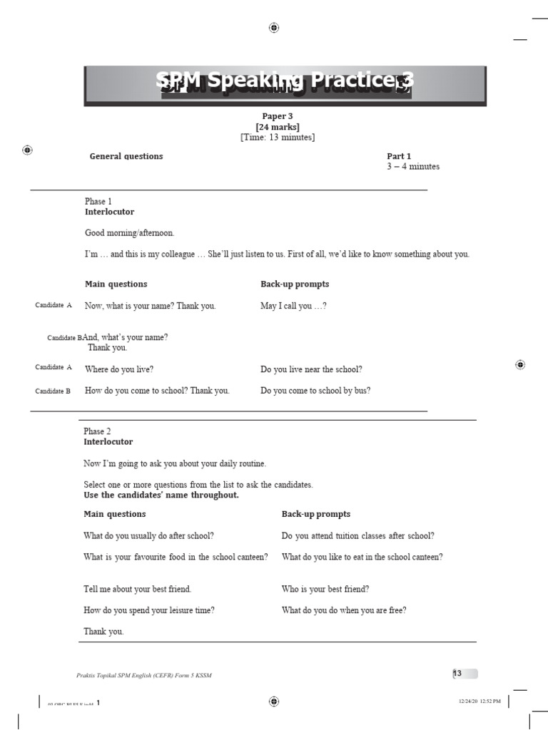SPM Speaking Practice 3 | PDF