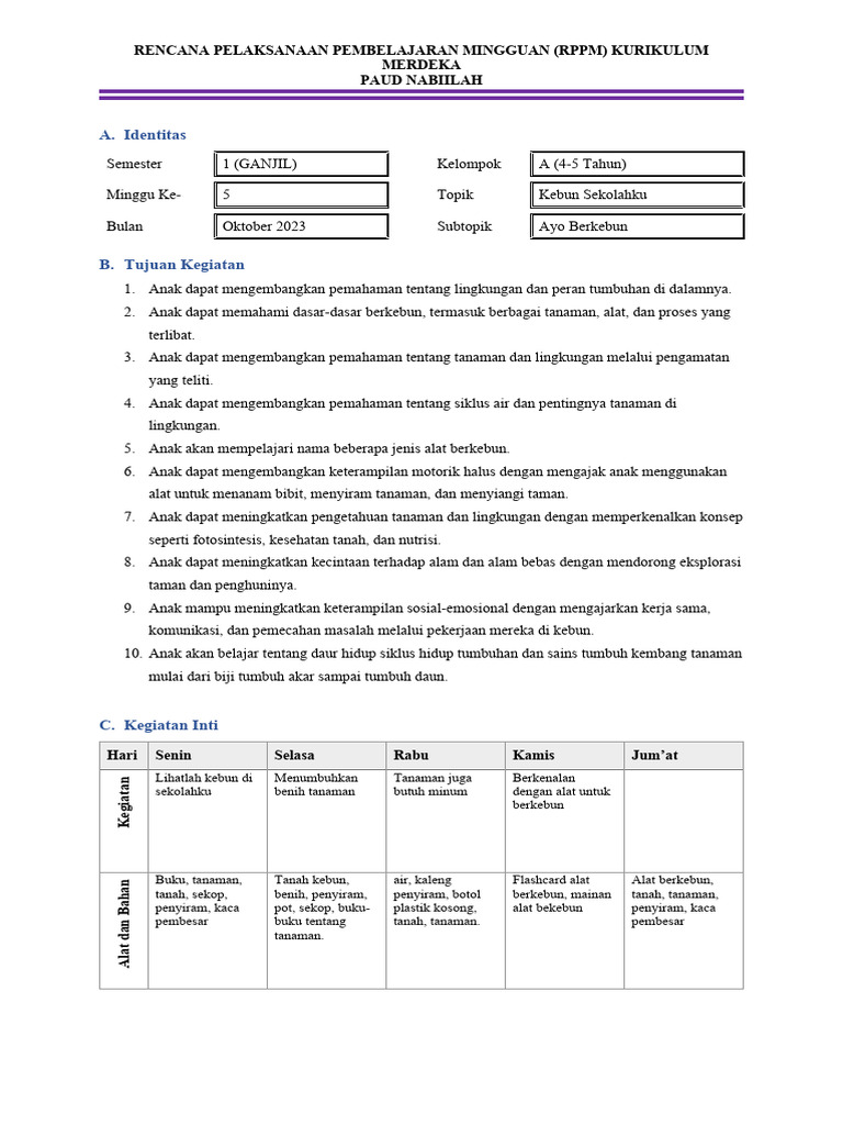 Kumer - RPPM - TK A - 4&5 Tahun - Smt2 | PDF