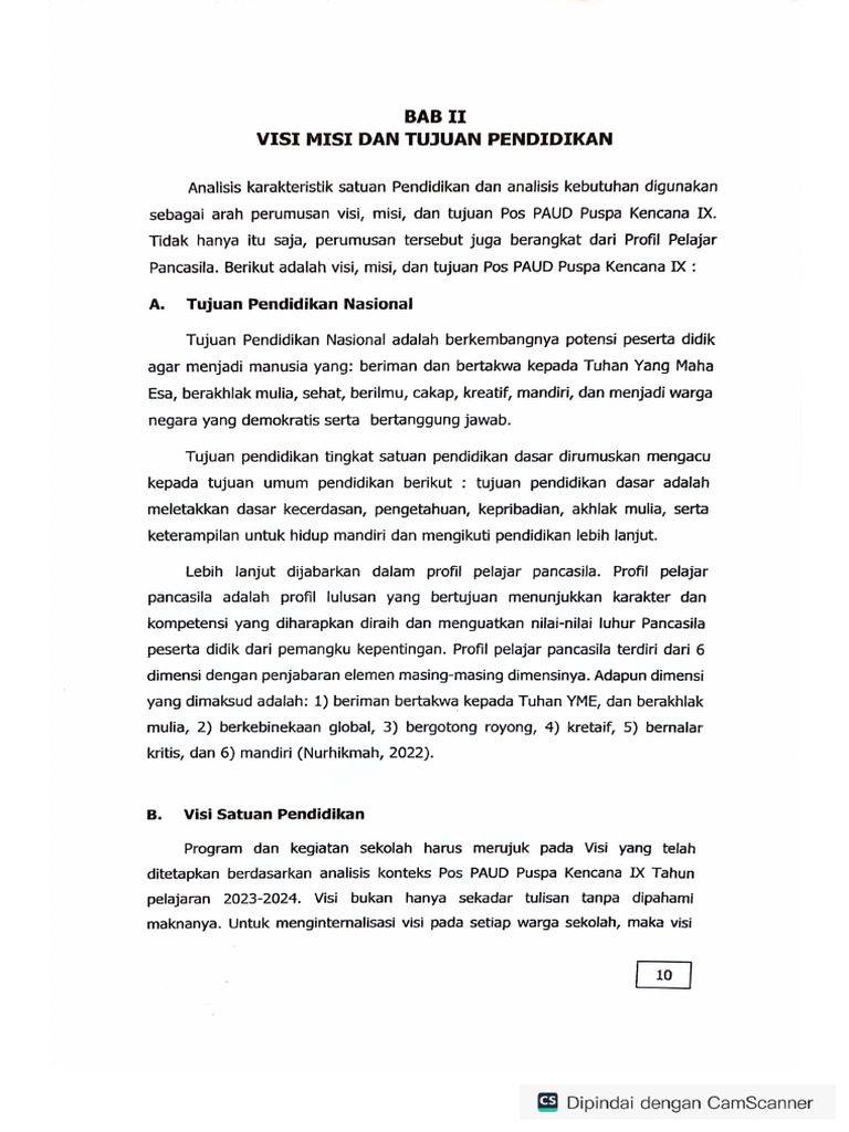 Visi Misi Tujuan Satuan Pendidikan - Pkix | PDF