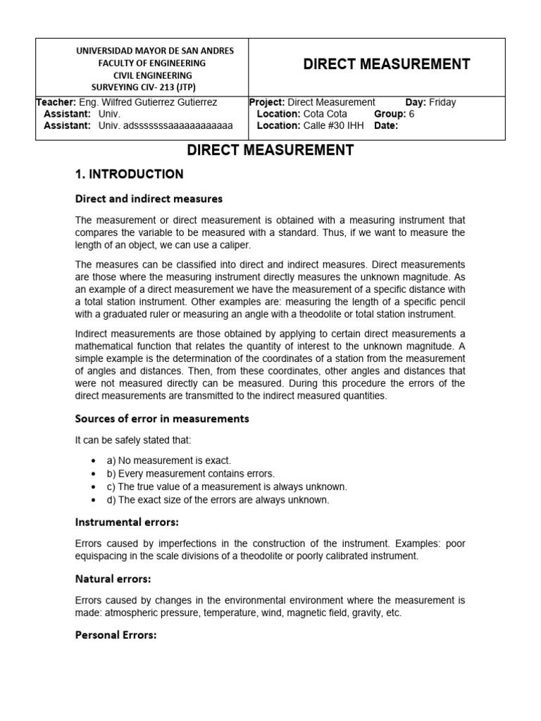 Direct Measurement | PDF | Surveying | Topography