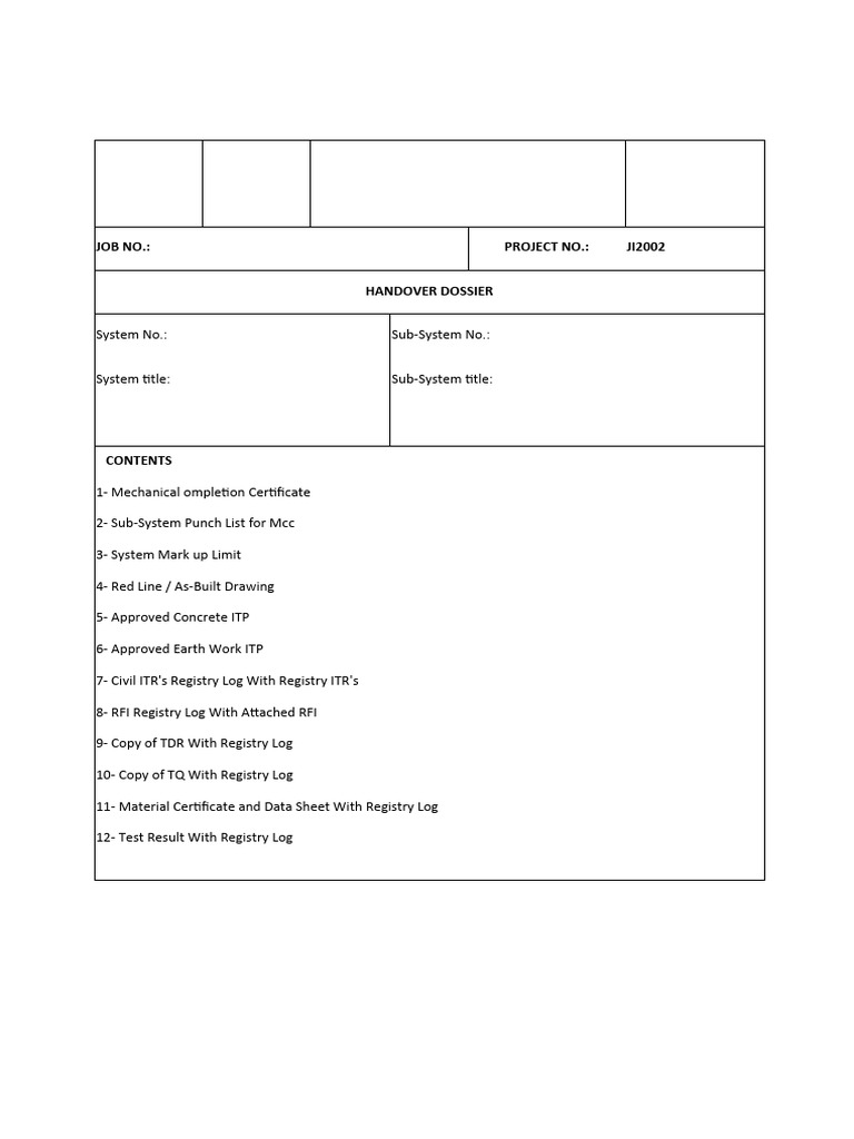 Hand Over Formate | PDF