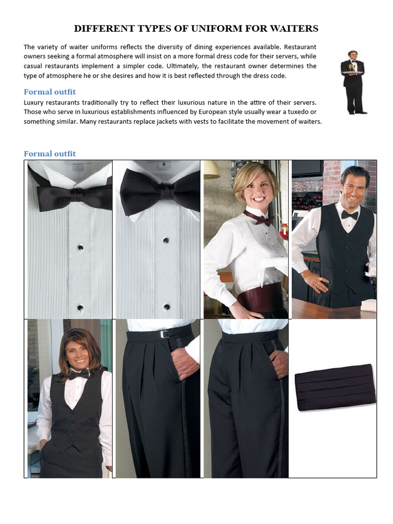 Different Types of Uniform For Waiters | PDF | Restaurants | Clothing