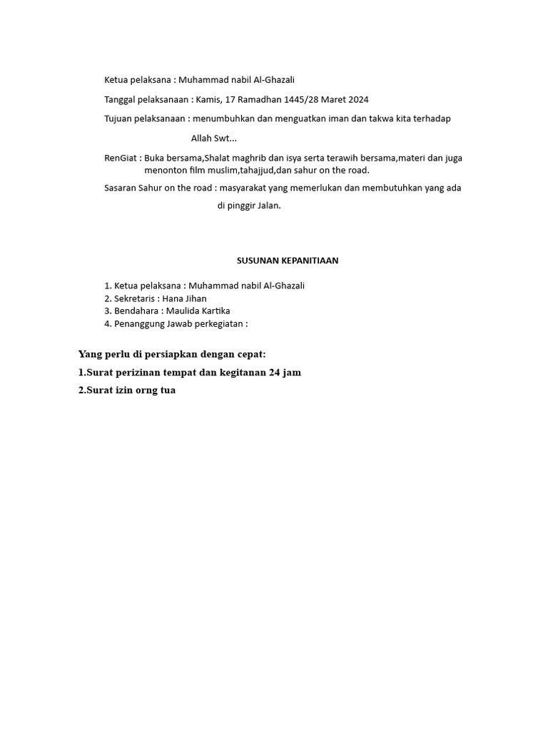 Susunan Acara Mabid | PDF