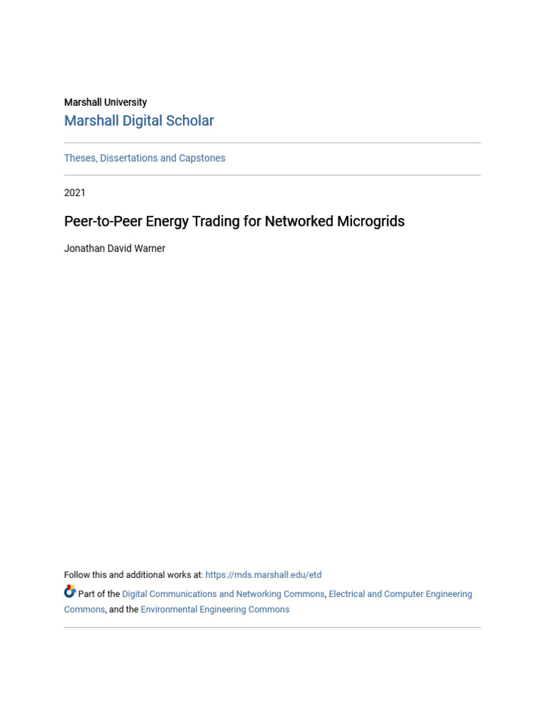 Peer-To-Peer Energy Trading For Networked Microgrids | PDF | Electrical Grid | Distributed ...