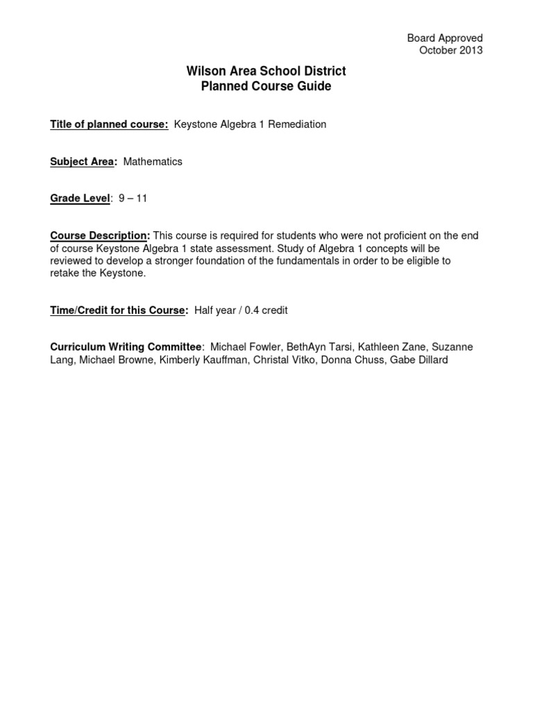 Keystone Algebra Remediation October 2013 | PDF | Factorization | Algebra