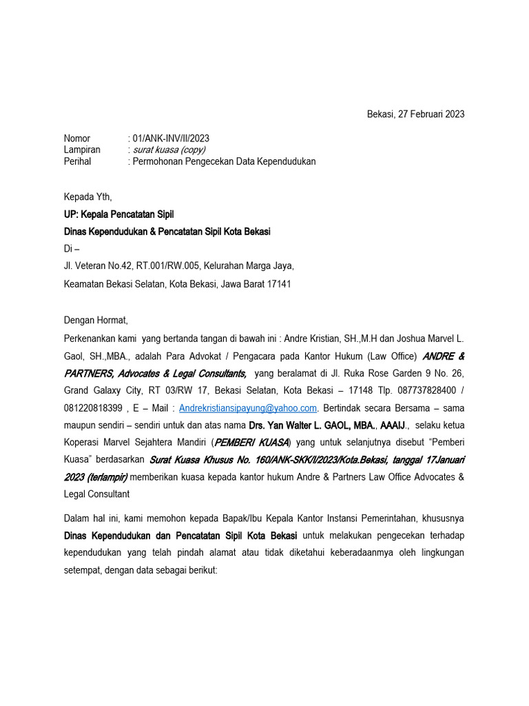 Permohonan Pengecekan Data Kependudukan | PDF